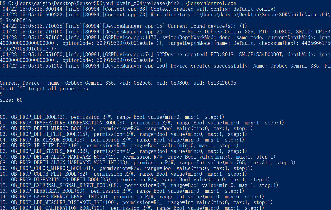 C++ Sample Device Control - ORBBEC - Leading Provider of Robotics and ...
